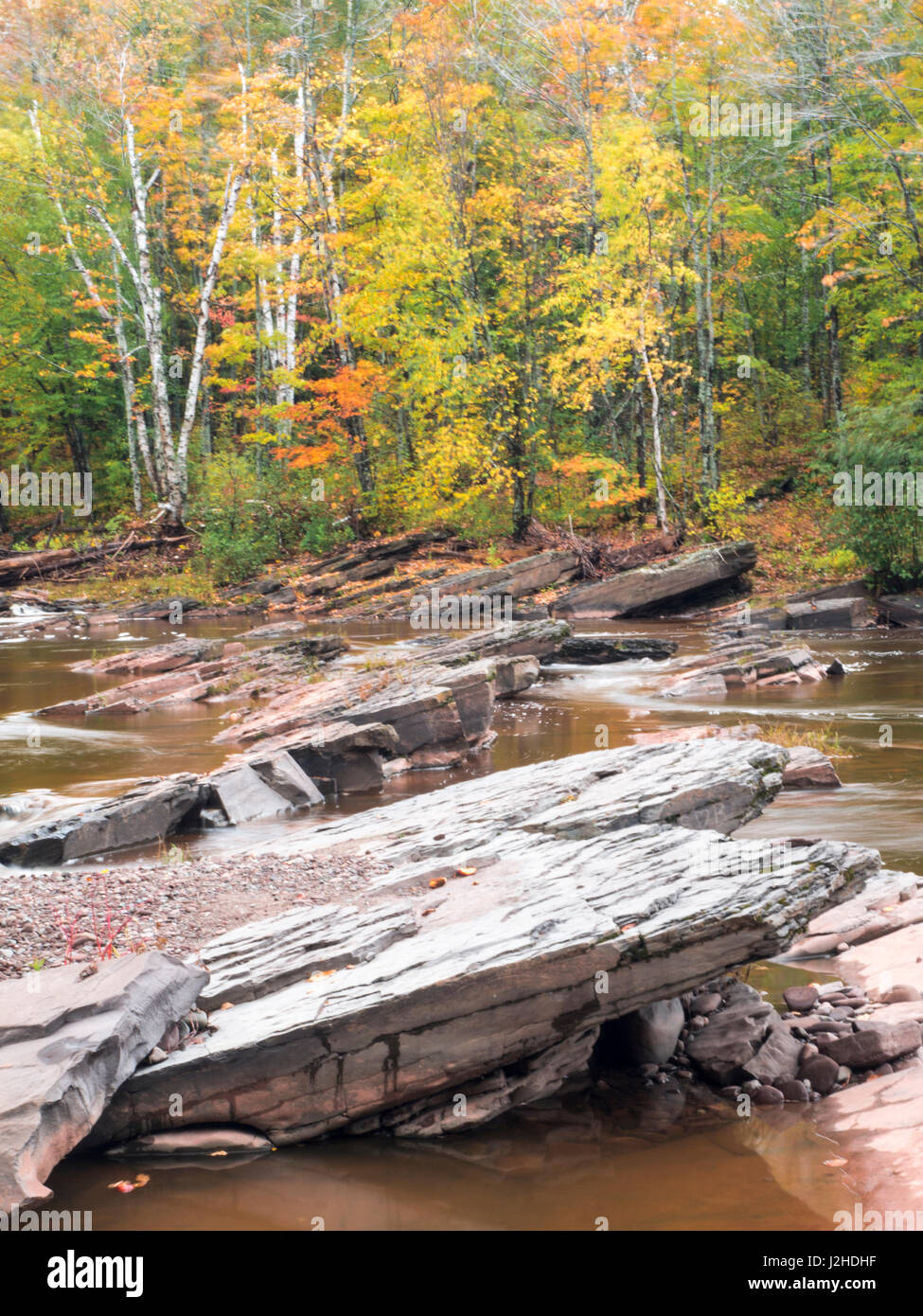 USA, Michigan, Upper Peninsula. Bonanza Falls, where the Iron river ...