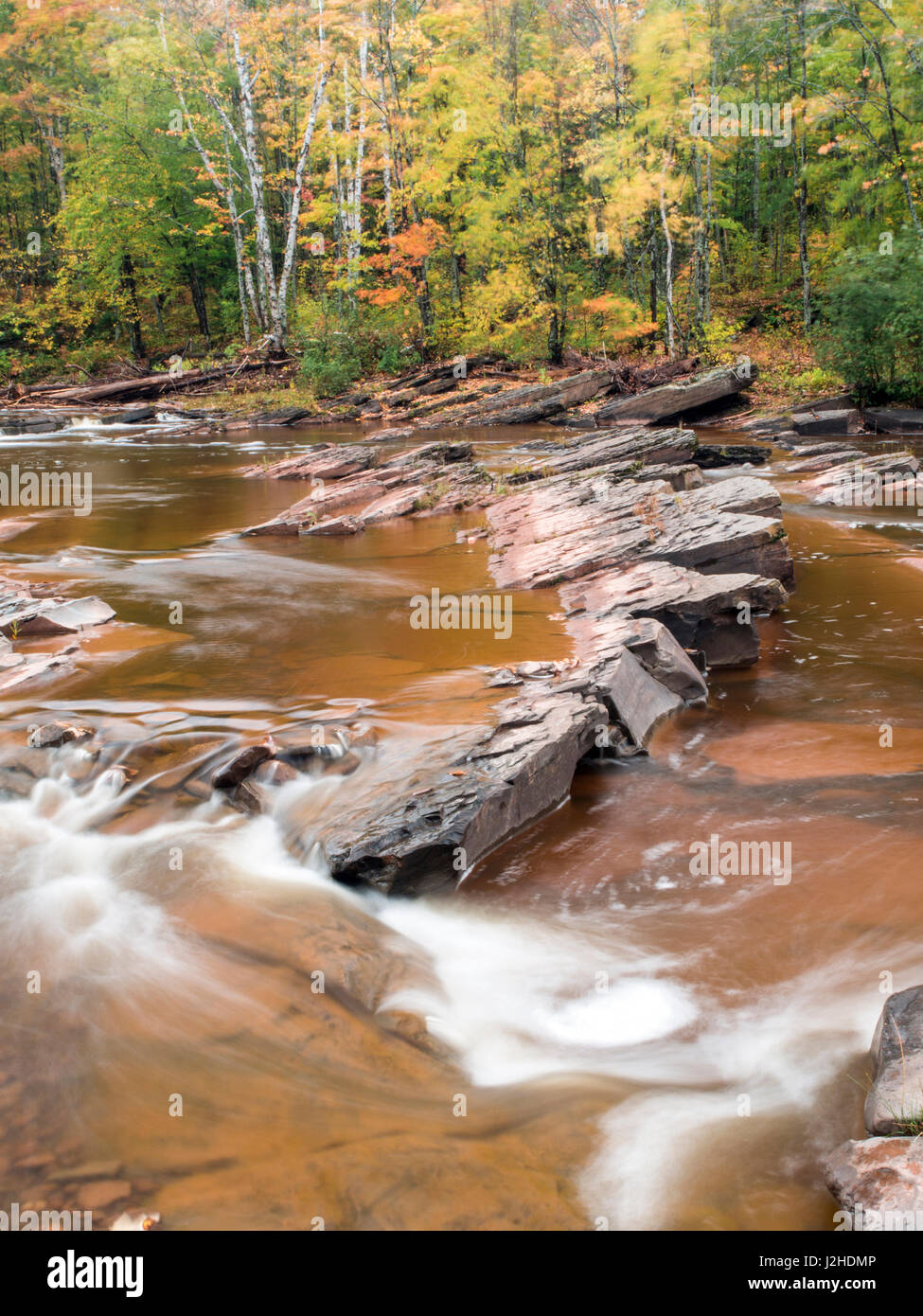 USA, Michigan, Upper Peninsula. Bonanza Falls, where the Iron river ...