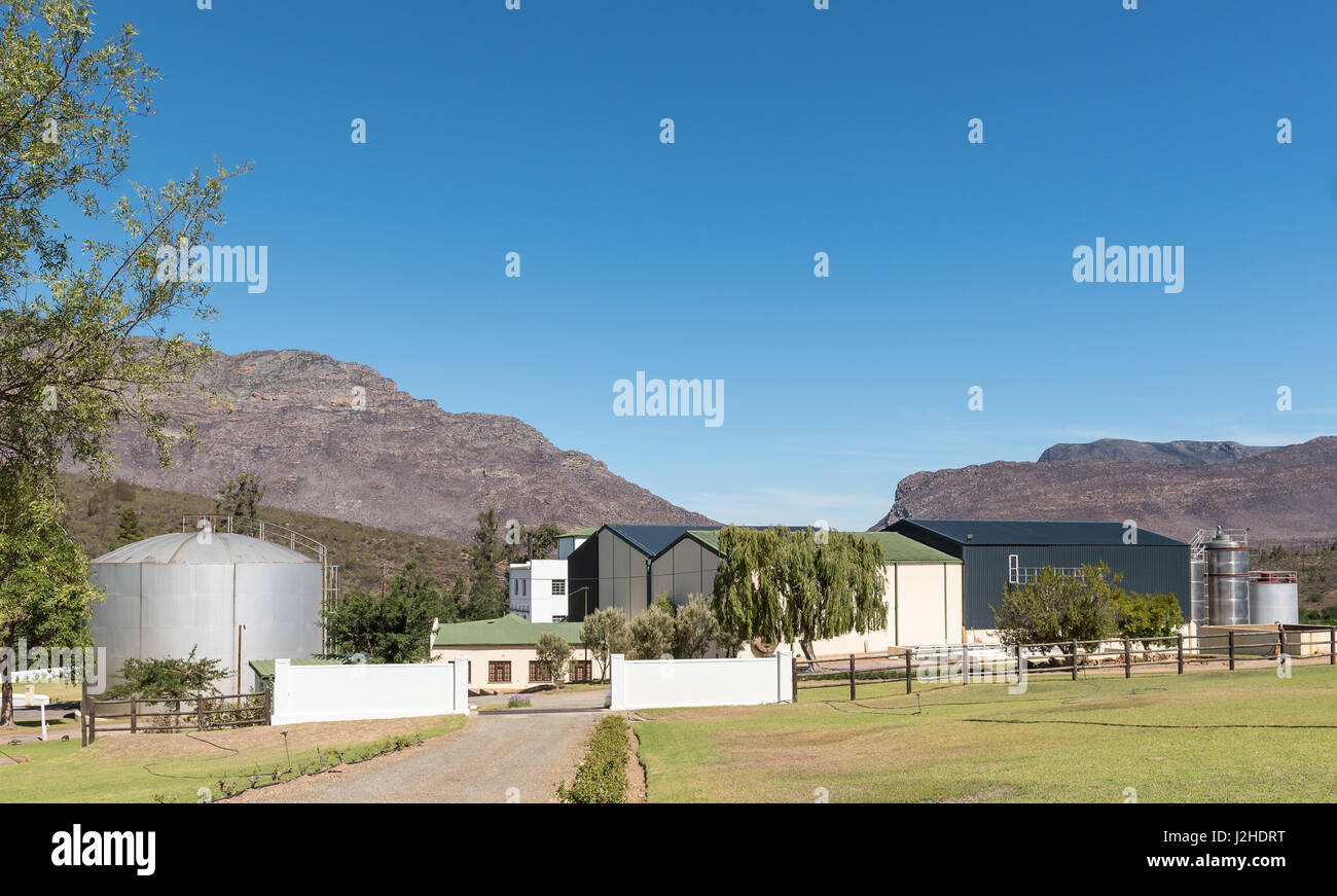 BARRYDALE, SOUTH AFRICA - MARCH 25, 2017: The wine cellar in Barrydale ...