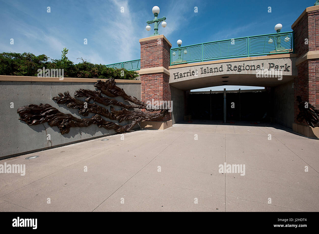 Minnesota, St. Paul, Entrance Harriet Island Regional Park Stock Photo ...