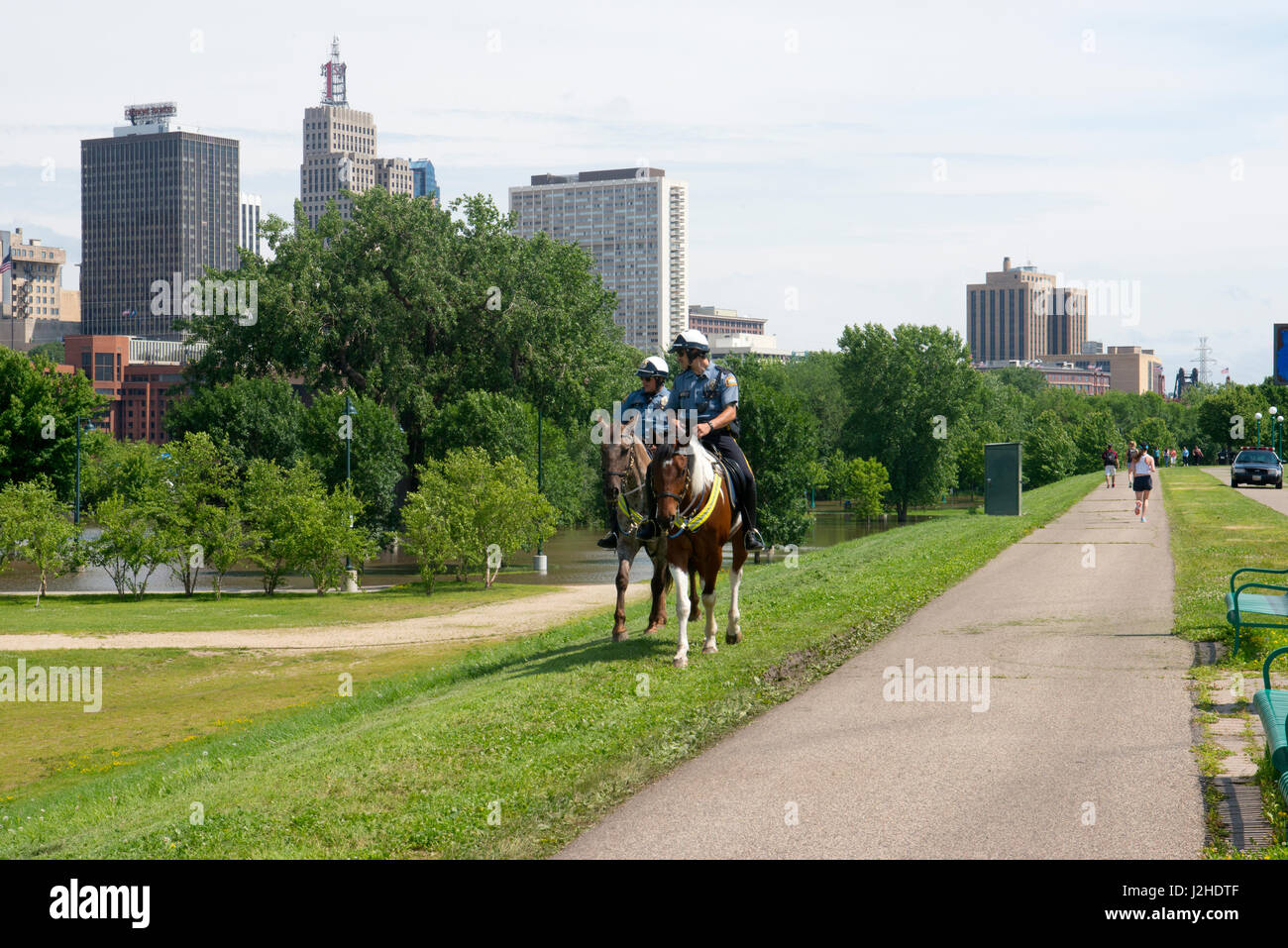 Minnesota, St. Paul, Harriet Island Regional Park during flooding and ...
