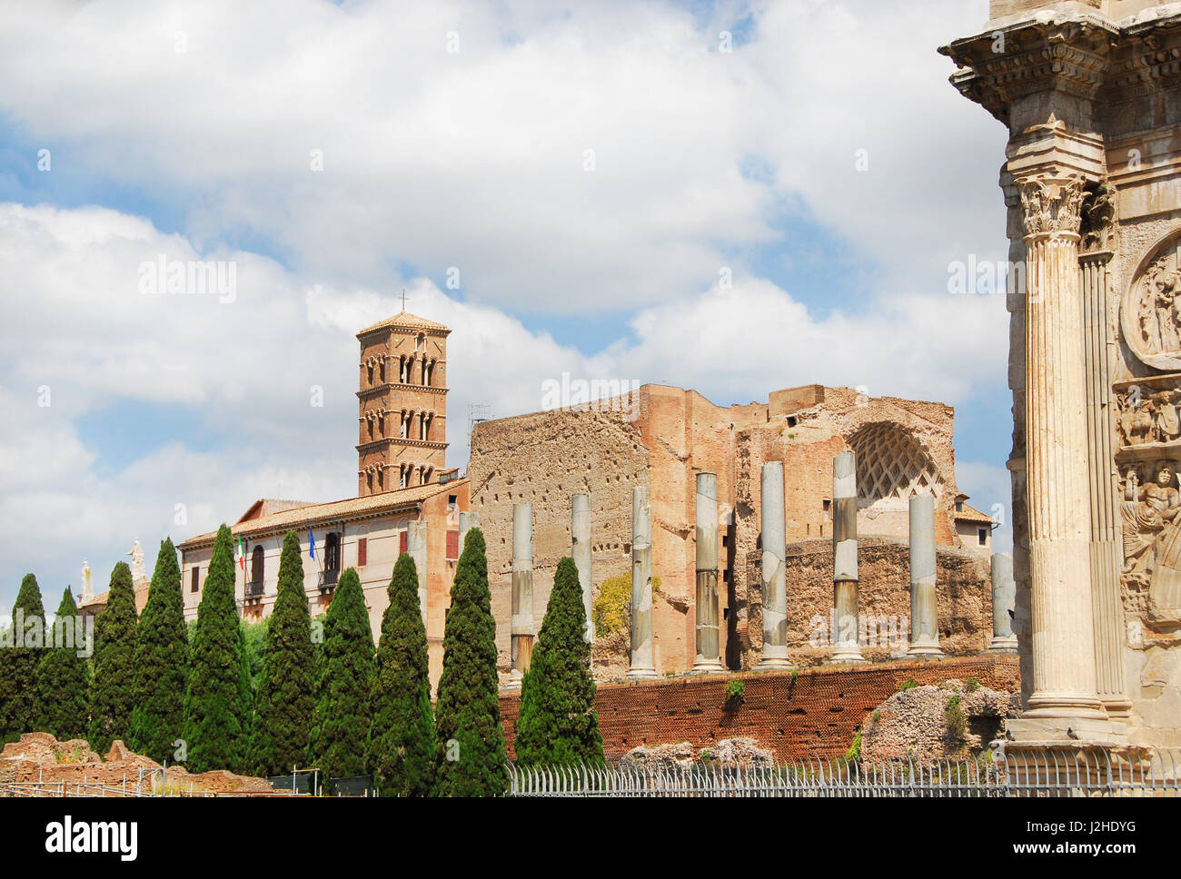 Temple of Venus and Roma ancient ruins in the center of Rome Stock ...