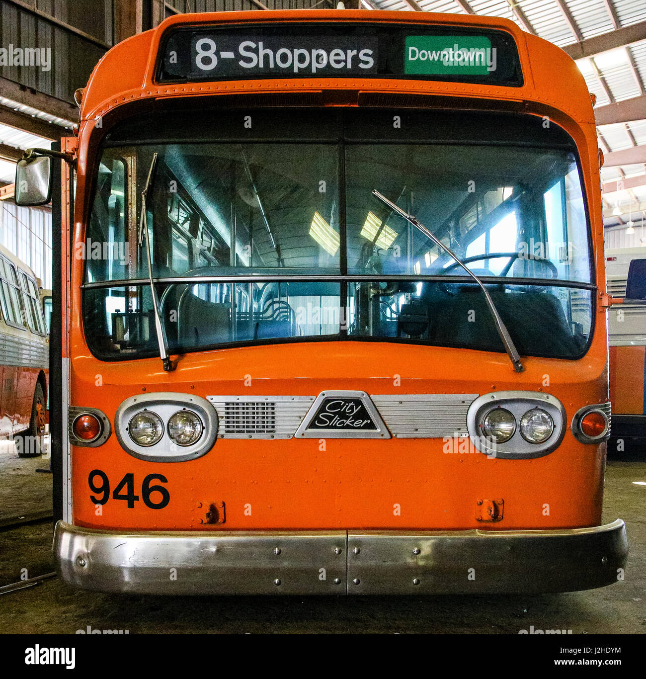 Exterior of a classic old city transit bus Stock Photo - Alamy