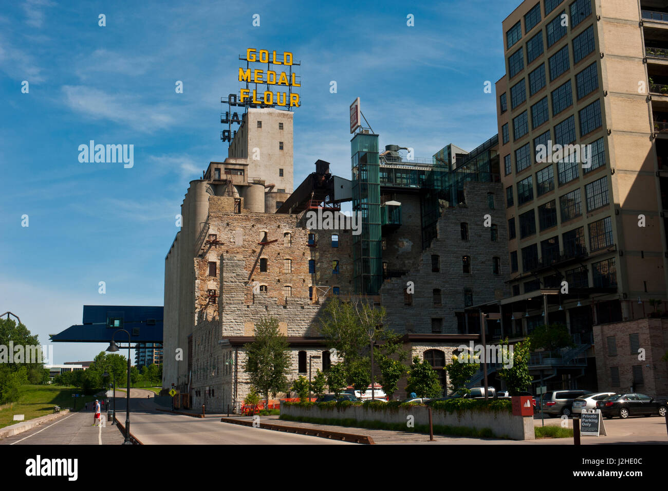Minnesota, Minneapolis Mill Ruins Park. Gold Medal flour elevator Stock ...