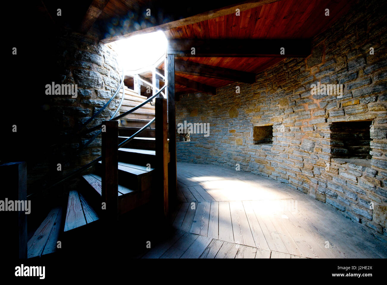 Minnesota, Minneapolis Fort Snelling, Round Tower, Spiral Stairway ...