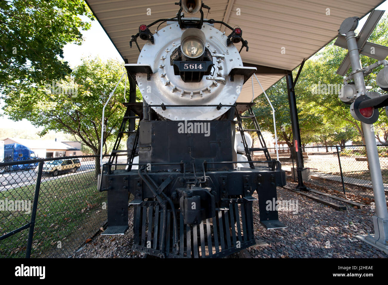 USA, Missouri, St. Joseph, Patee Park CB&Q Steam Locomotive 5614, Front ...