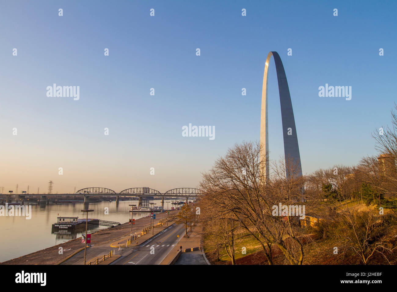 The Mississippi River and the Gateway Arch in St. Louis, Missouri ...