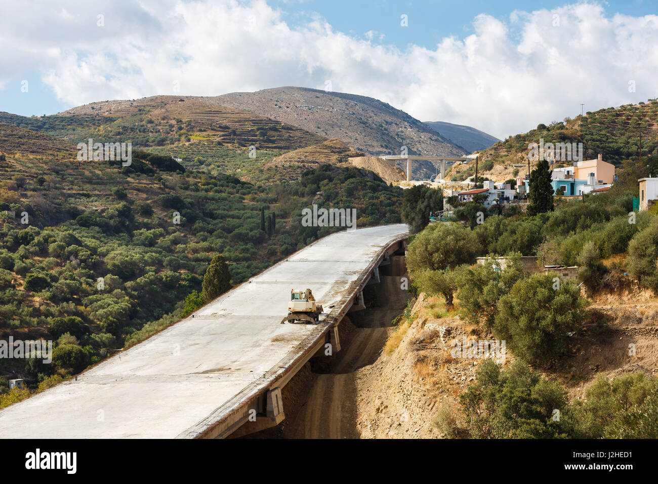 Construction of highway in the province of Crete, Greece Stock Photo ...