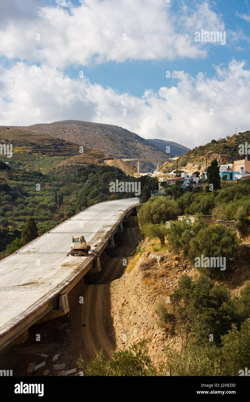 Construction of highway in the province of Crete, Greece Stock Photo ...