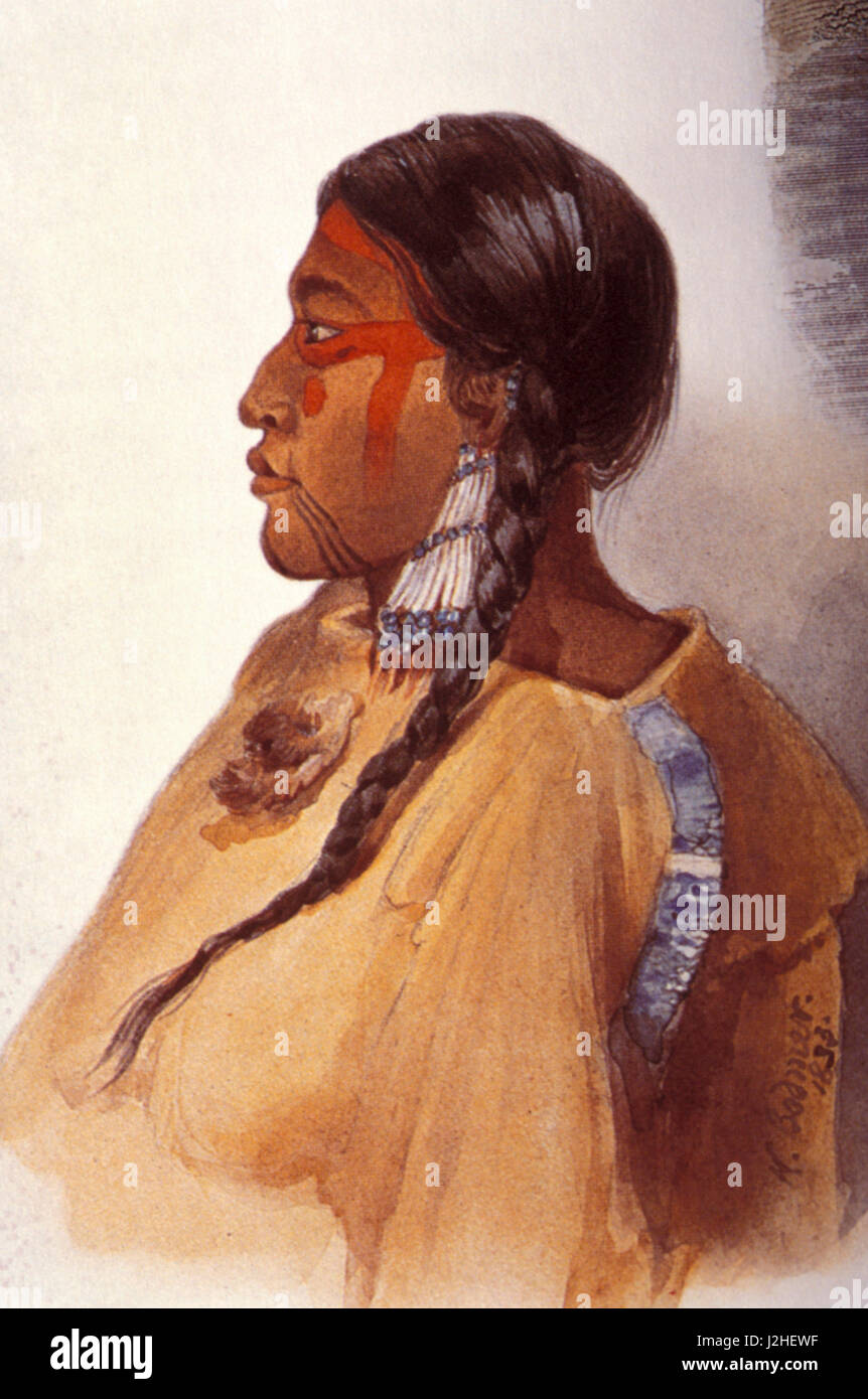1832 Catlin painting of Piegan (Blackfeet nation) woman with painted ...
