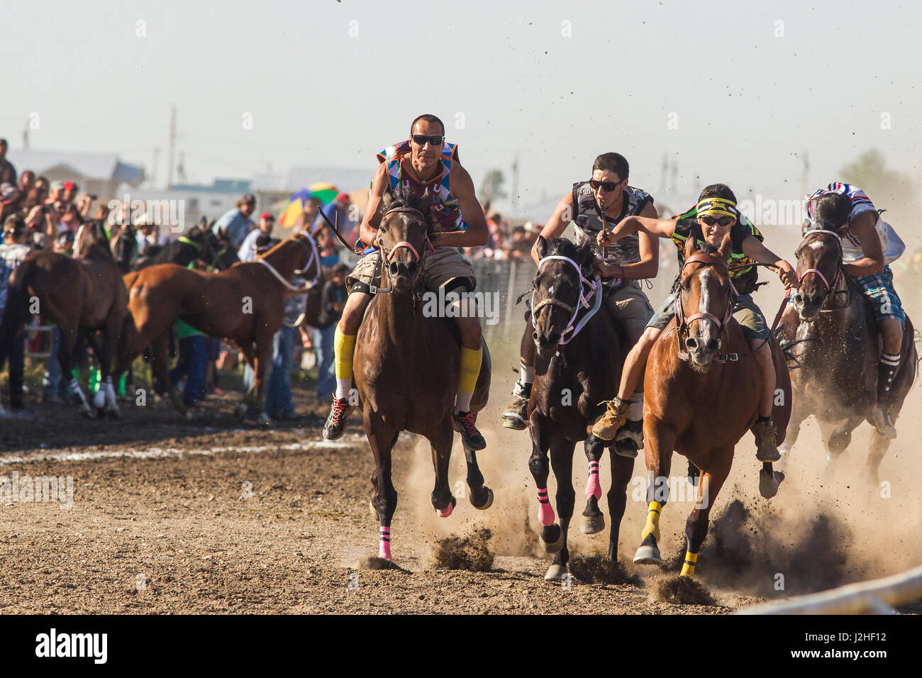 Indian Relay Race action at North American Indian Days in Browning ...