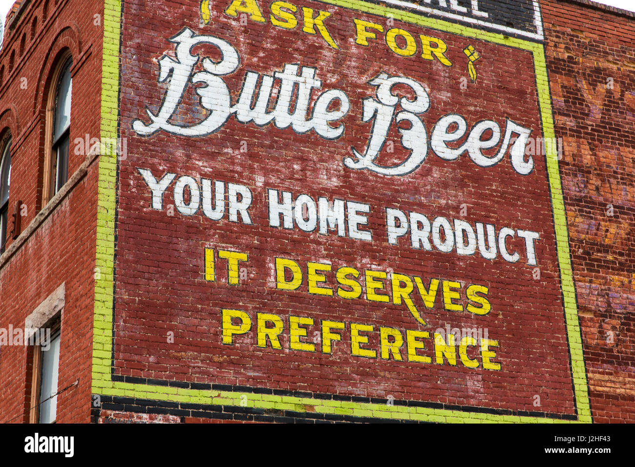 Historic building beer advertisement painting on building brick wall in ...
