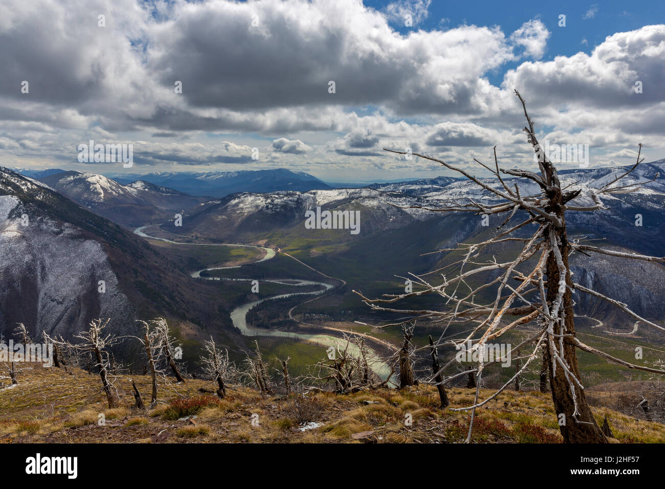 The view into Glacier National Park and the North Fork of the Flathead ...
