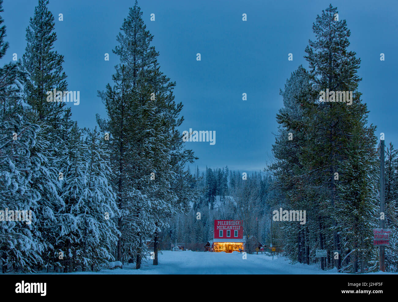 Christmas season at the Polebridge Mercantile in Polebridge, Montana ...