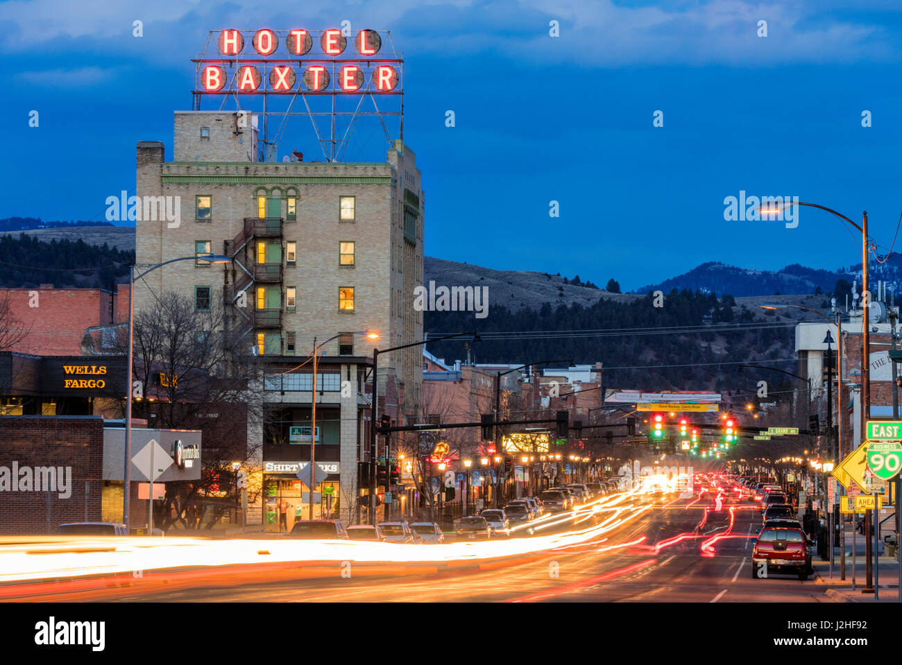 Main Street at dusk in Bozeman, Montana, USA (Large format sizes ...