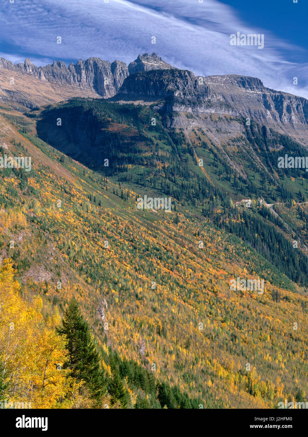 USA, Montana, Glacier National Park, Peaks of the Garden Wall and ...