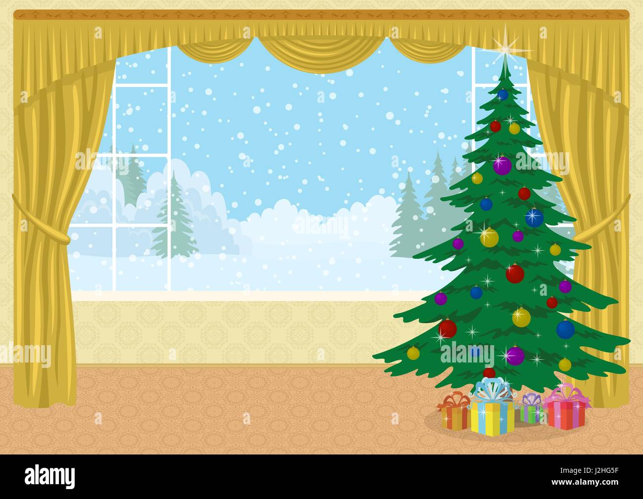 Tree window box Stock Vector Images - Alamy