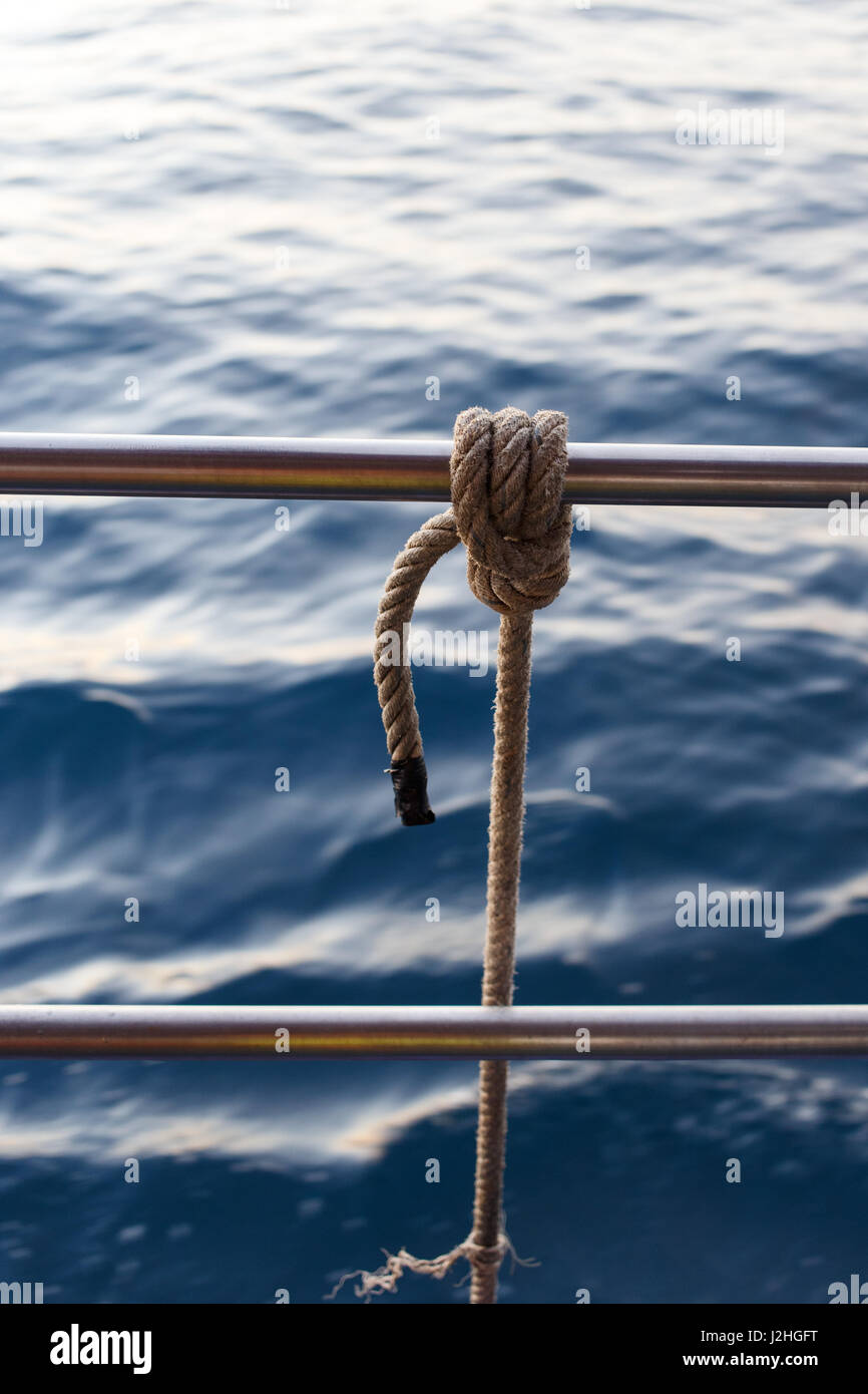 Photo of tied rope aboard sea boat Stock Photo - Alamy