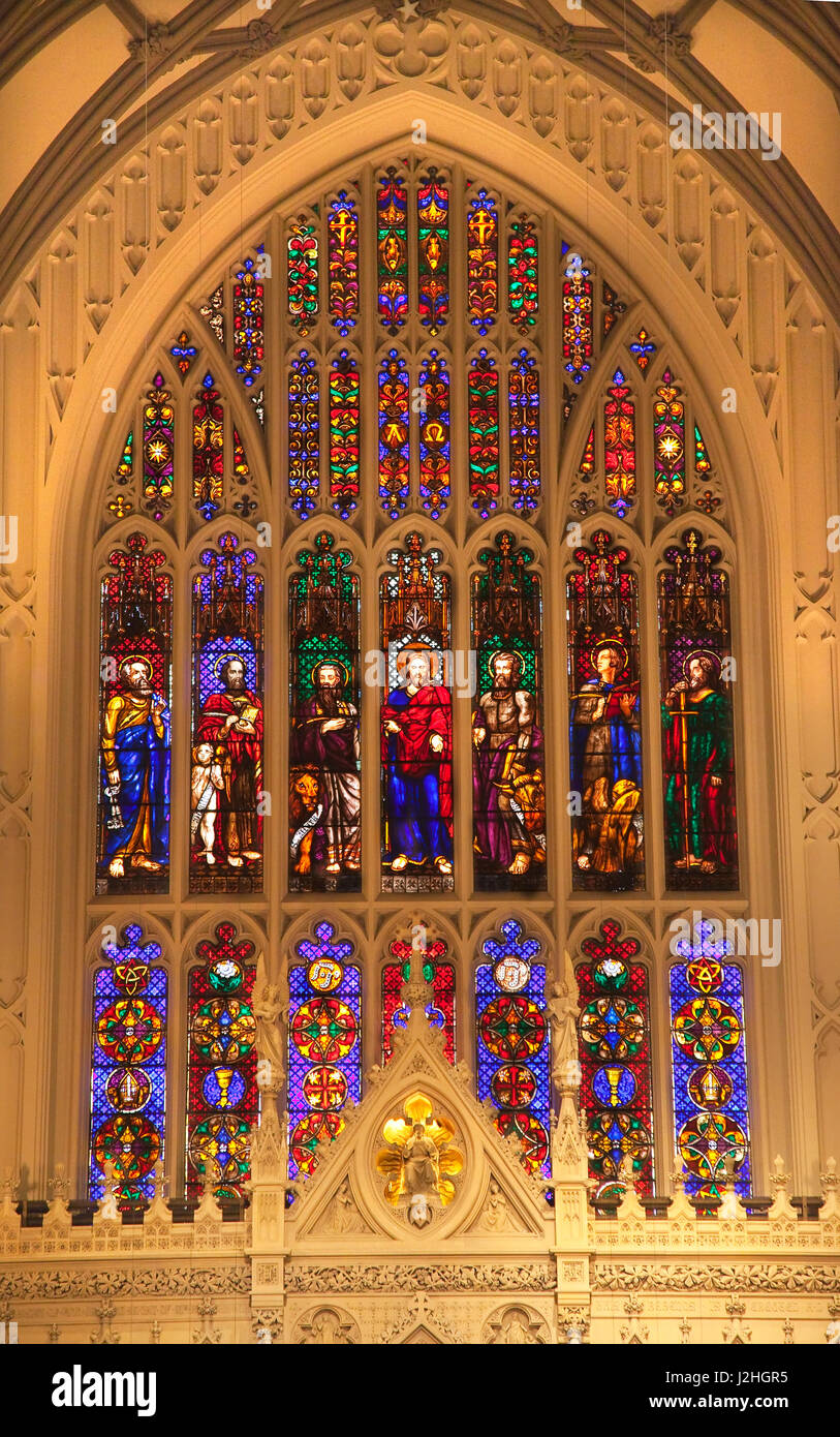 Trinity Church New York City Inside Stained Glass Arches Jesus Christ ...
