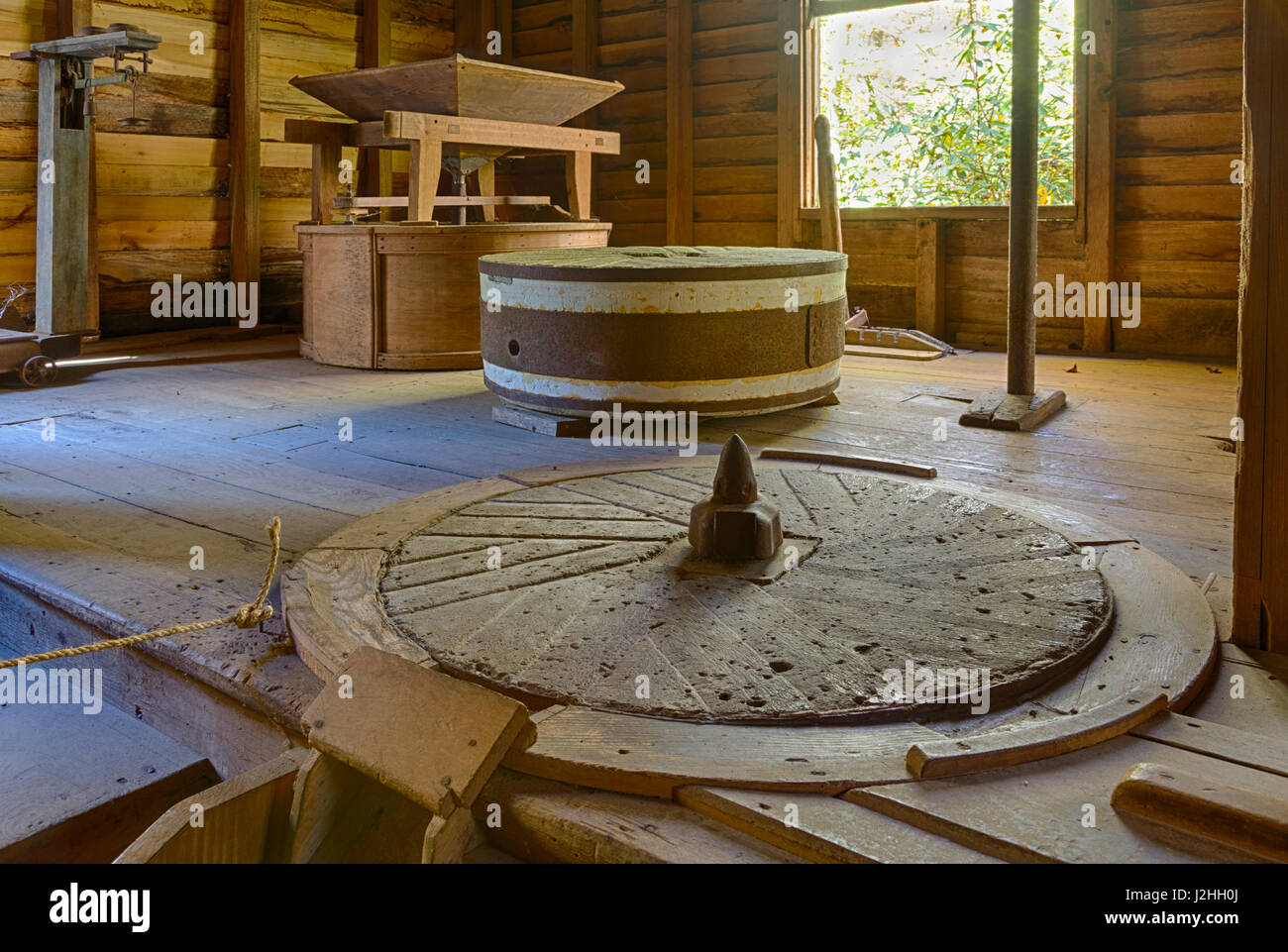 North Carolina, Great Smoky Mountains National Park, mill stones inside ...