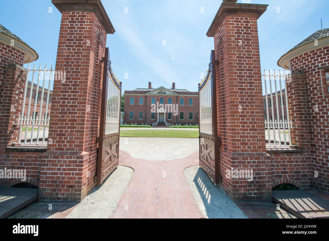 Entrance gates of Tryon Palace, New Bern, North Carolina, USA Stock ...