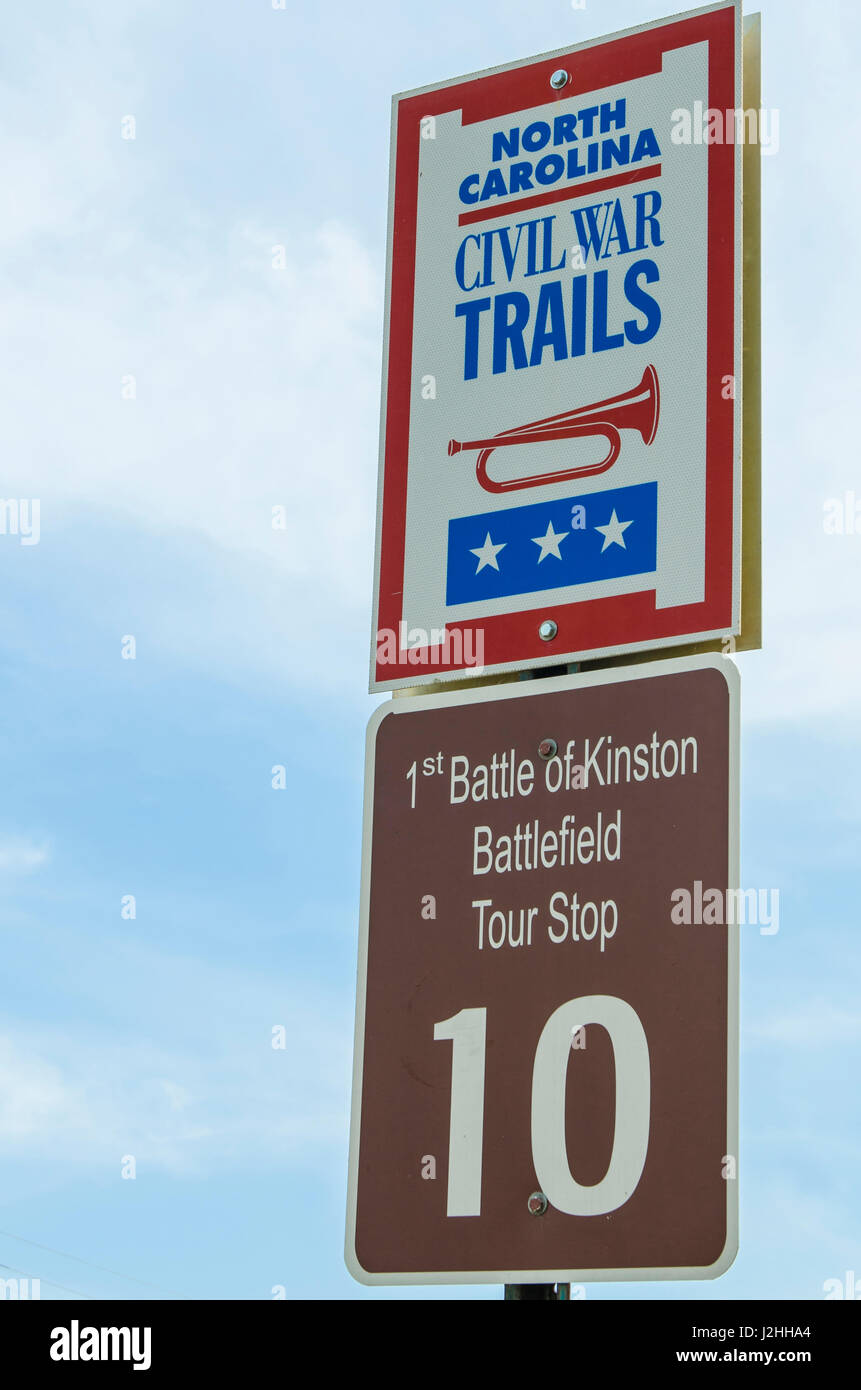 Civil War Trail sign Kinston Battlefield Park North Carolina, USA Stock ...