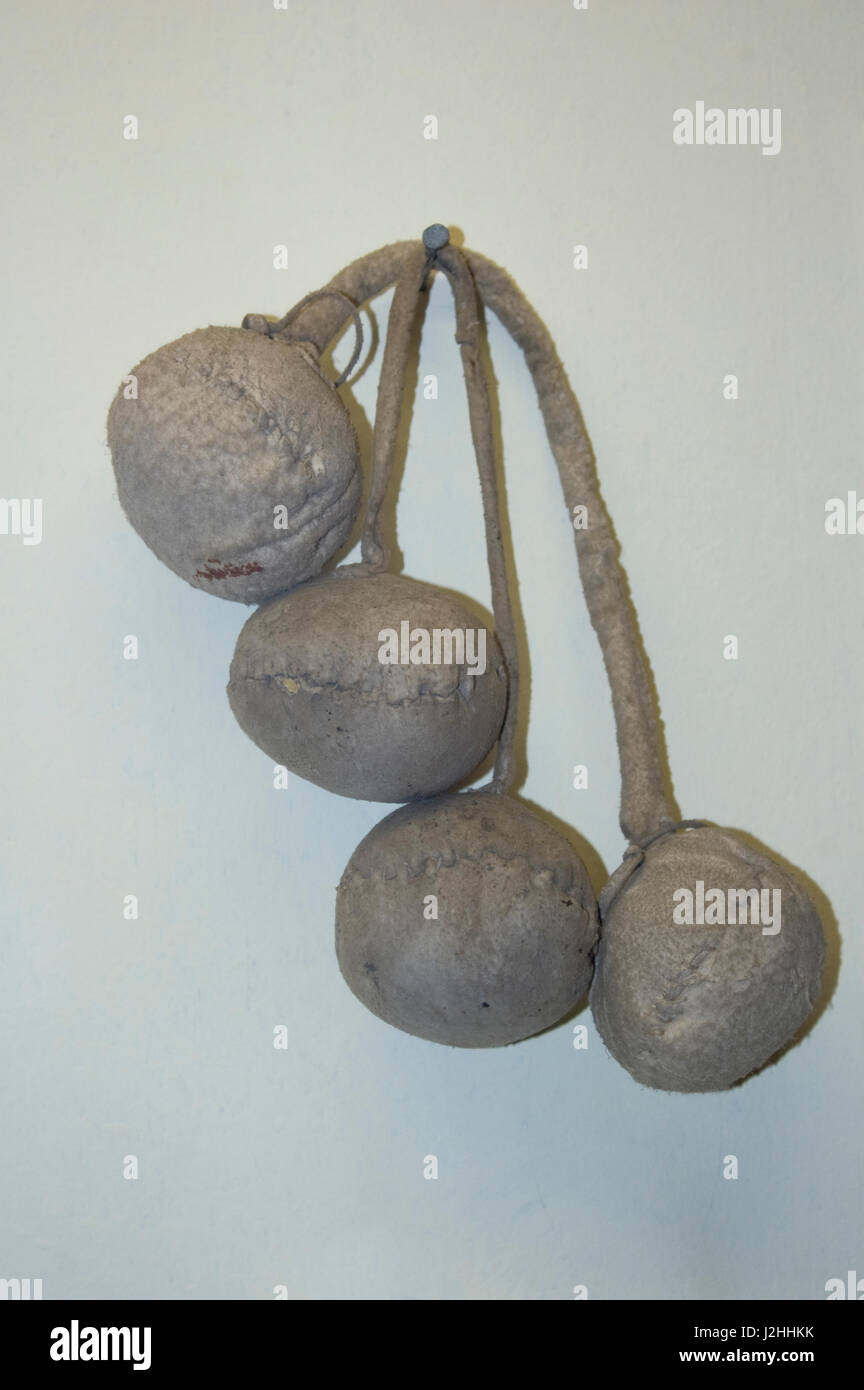 Shinny game balls on display at the Three Affiliated Tribes Museum on ...