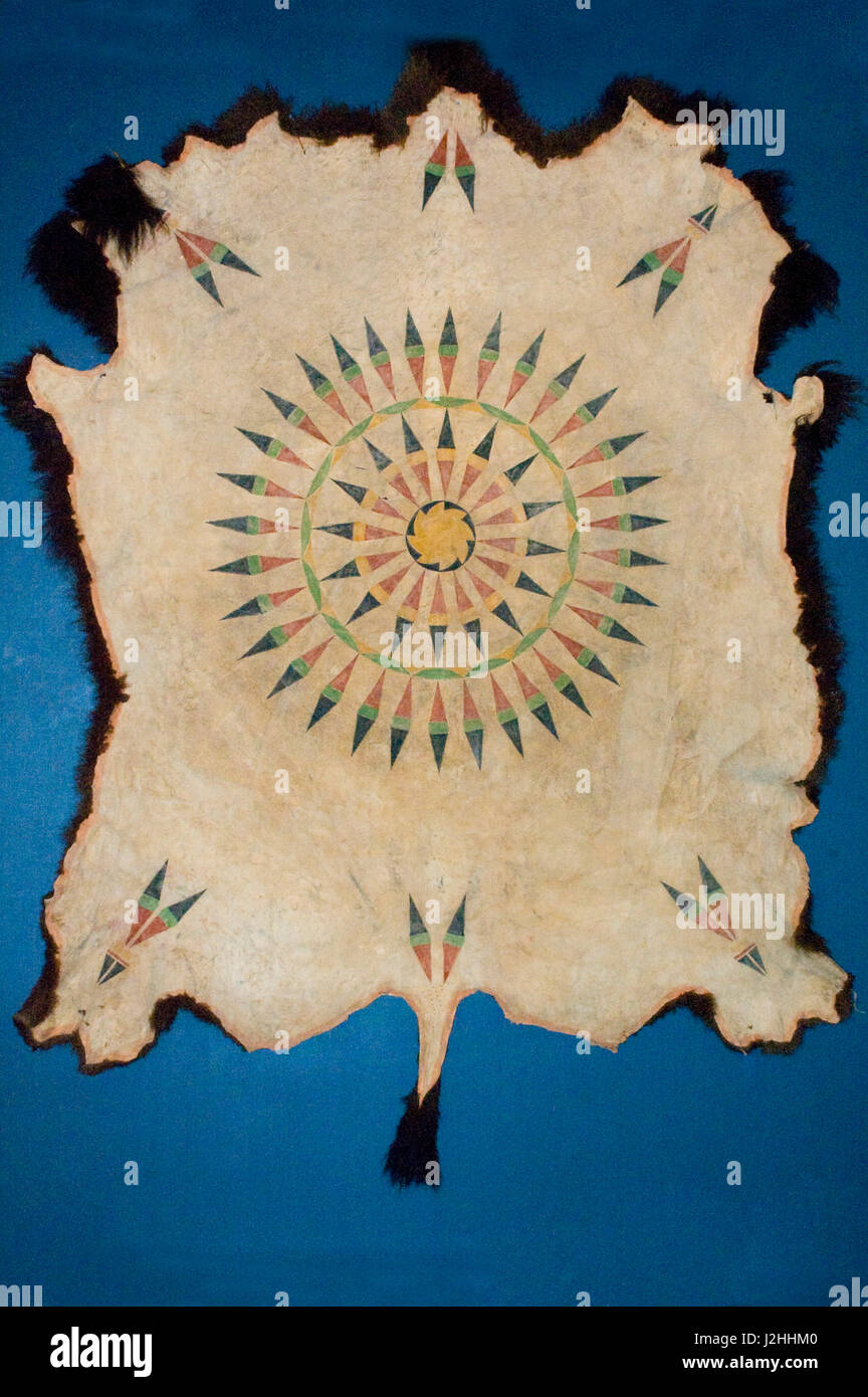 Painted buffalo skin that would have been used as a winter robe by the ...