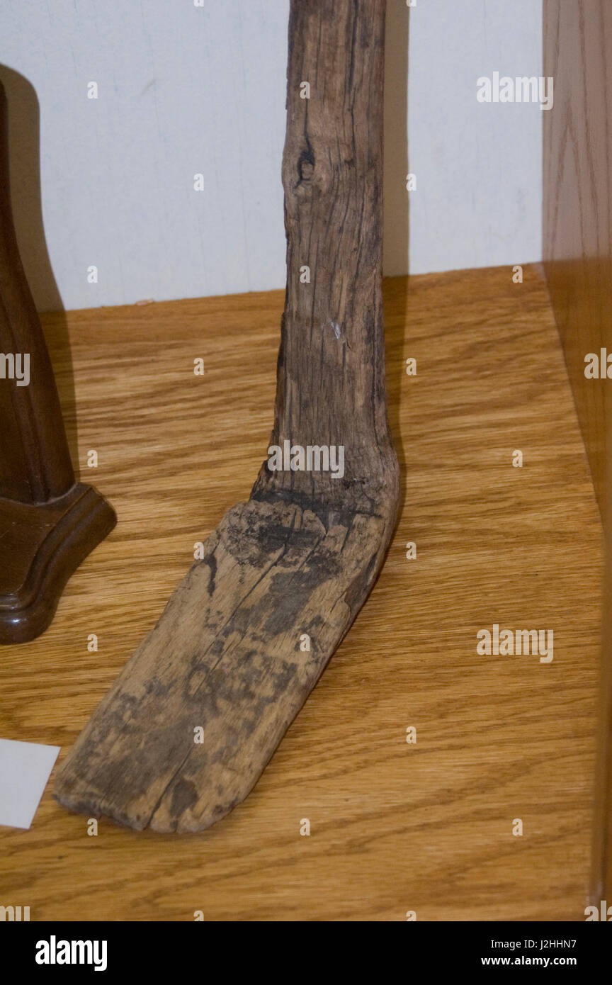Shinny game stick on display at the Three Affiliated Tribes Museum on ...