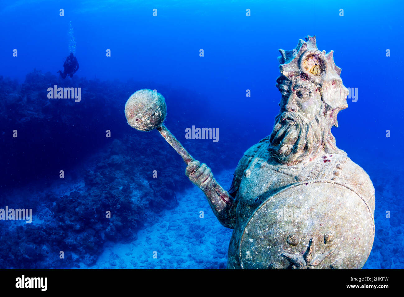 Underwater Statue with Background Scuba Diver Stock Photo - Alamy