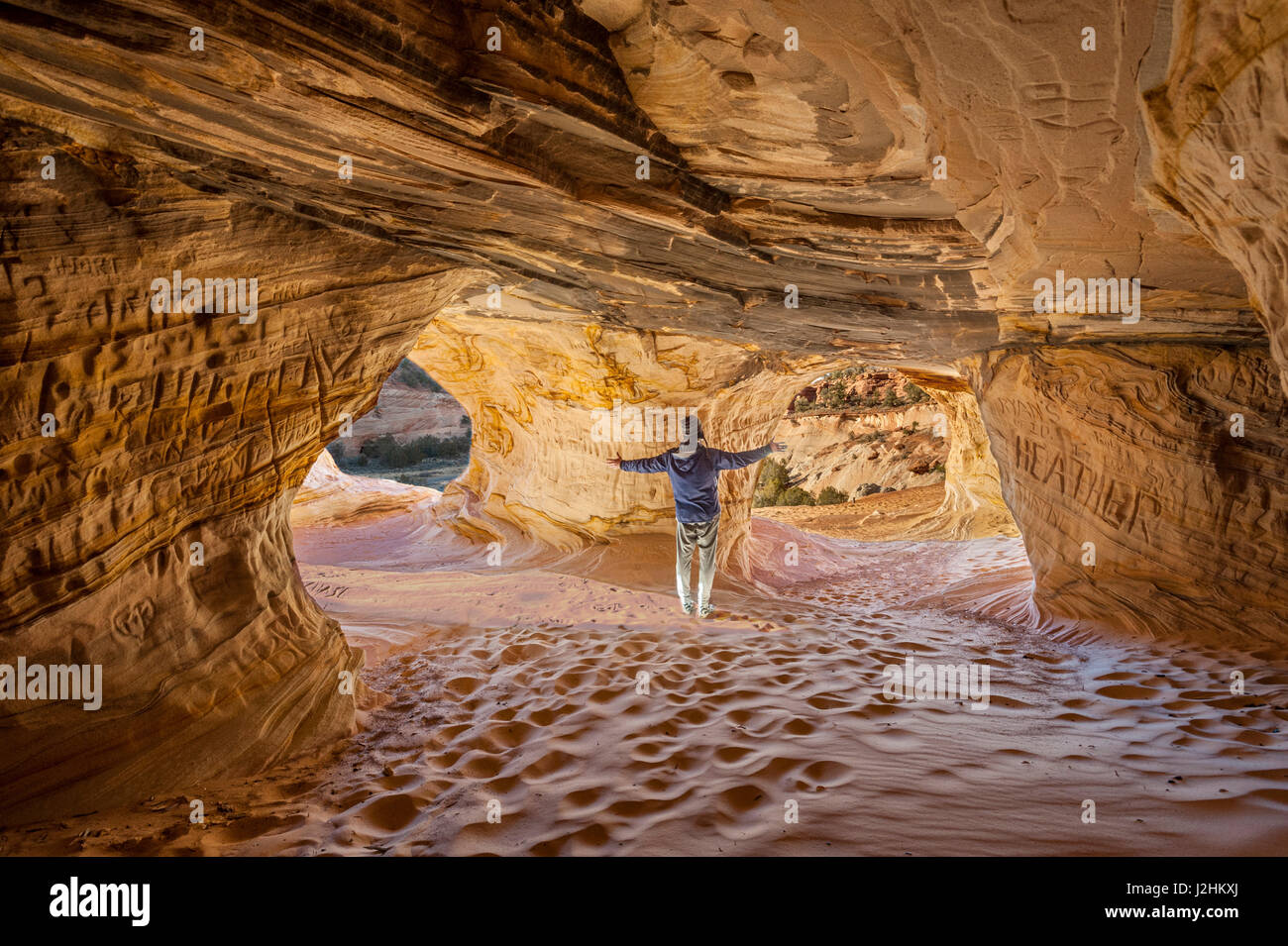 Moqui Cavern, Sandstone erosion cave, near Kanab, Utah (MR Stock Photo ...