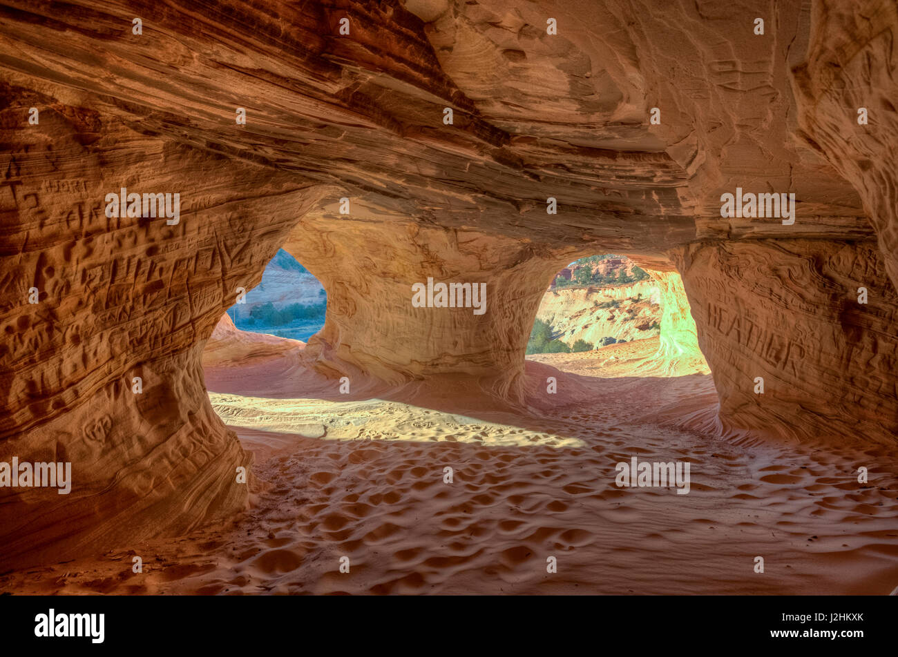 Moqui Cavern, Sandstone erosion cave, near Kanab, Utah Stock Photo - Alamy