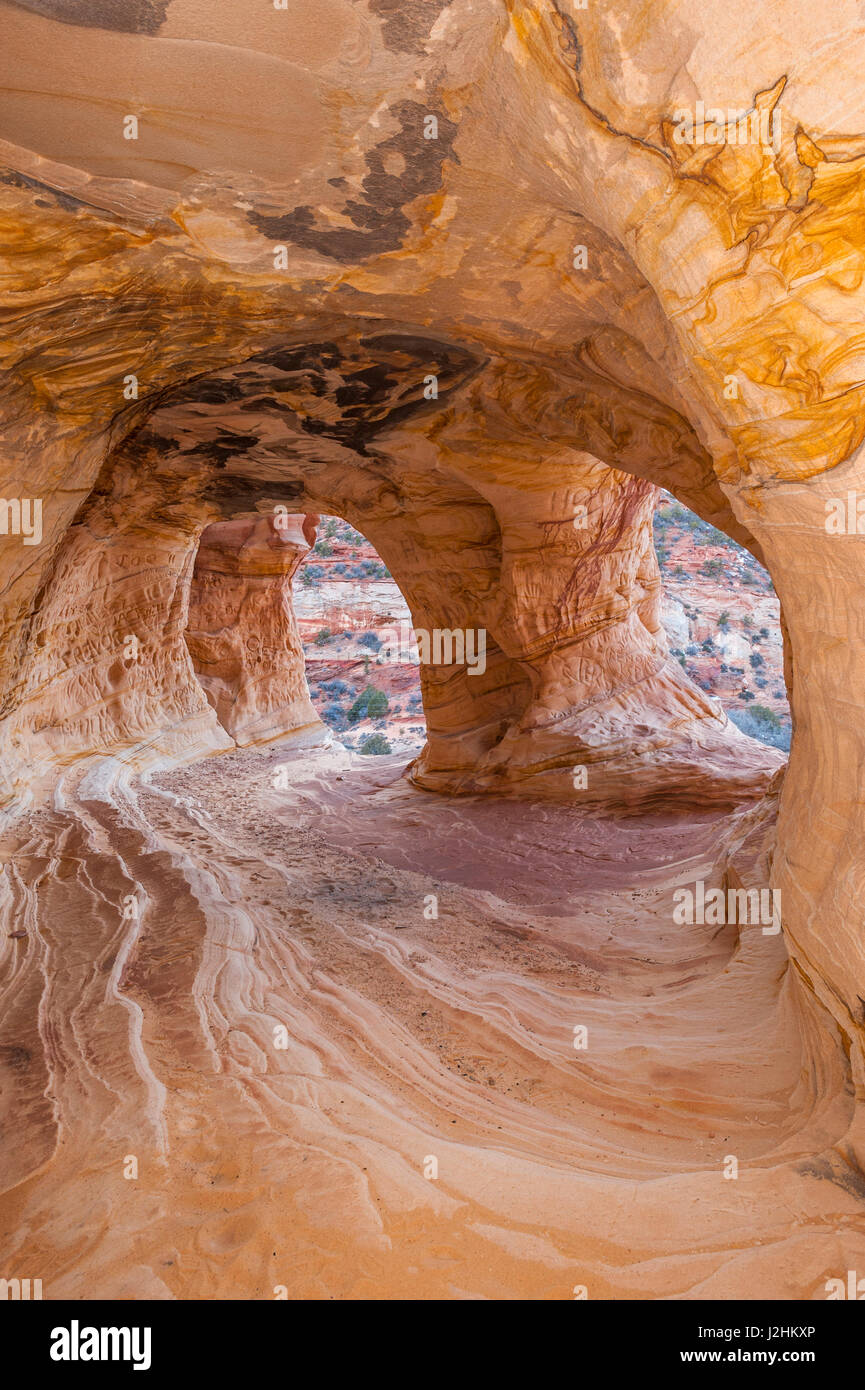 Moqui Cavern, Sandstone erosion cave, near Kanab, Utah Stock Photo - Alamy