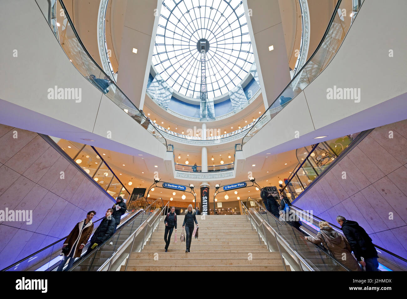 Stairway to shopping center Limbecker Platz, Essen, Ruhr region, North ...