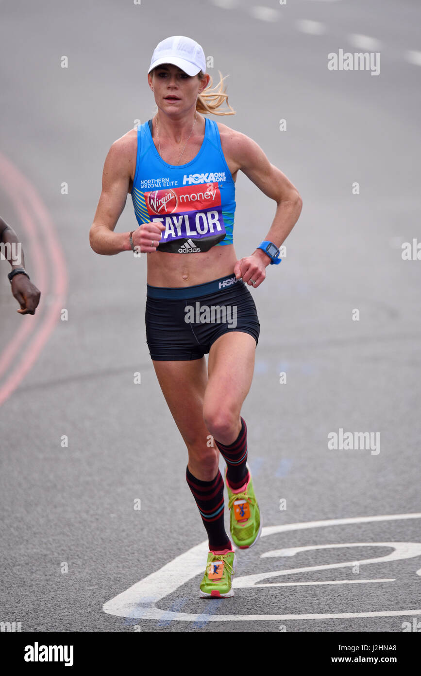 Kellyn Taylor of the USA taking part in the 2017 London Marathon Stock Photo - Alamy