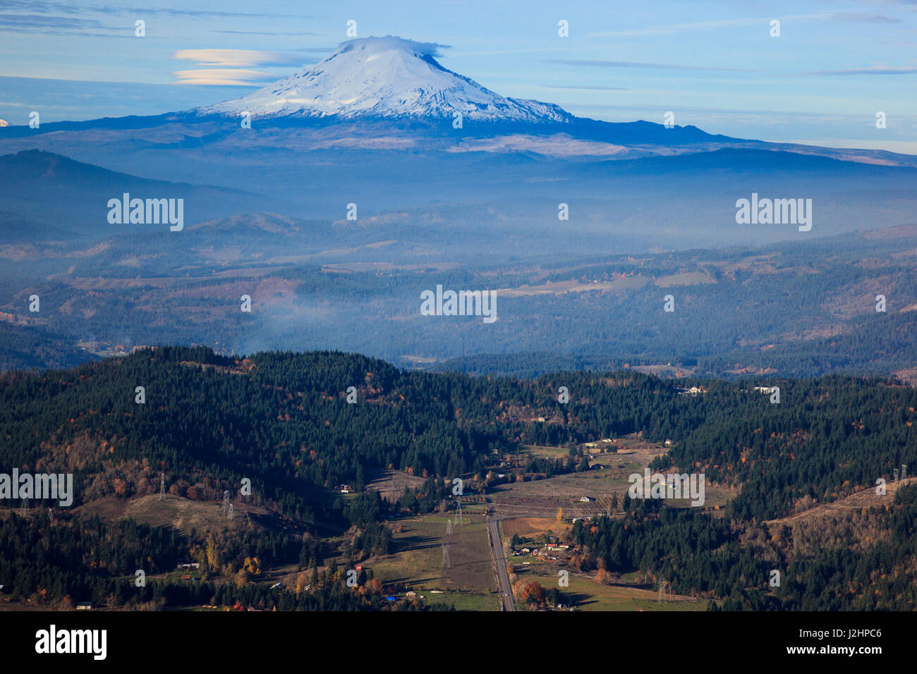 USA, Washington State, aerial landscape looking North to Mt. Adams ...