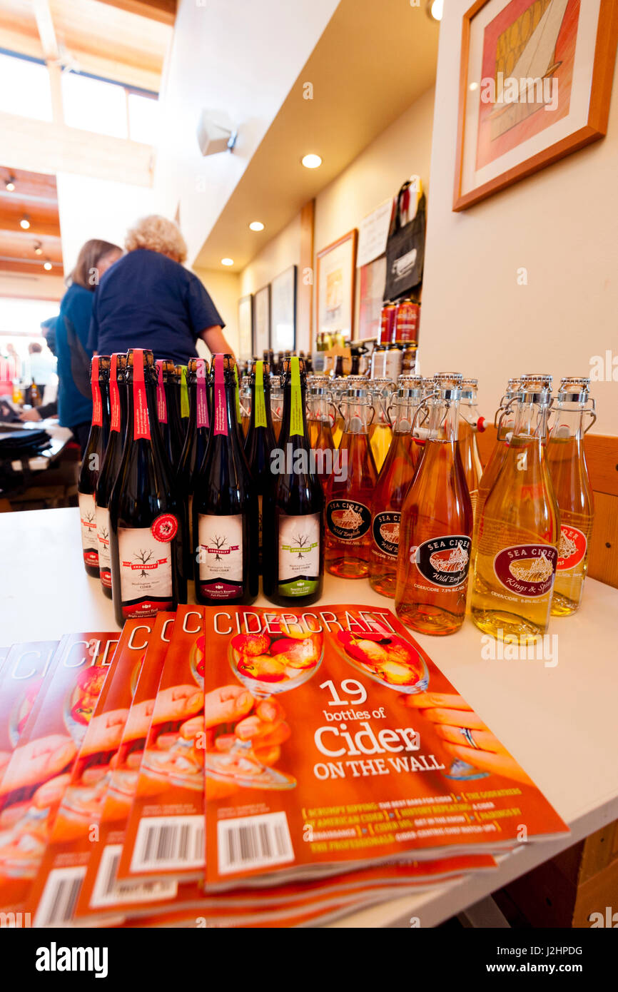 USA, Washington, Port Townsend. Ciders ready to sample at Summer Cider ...