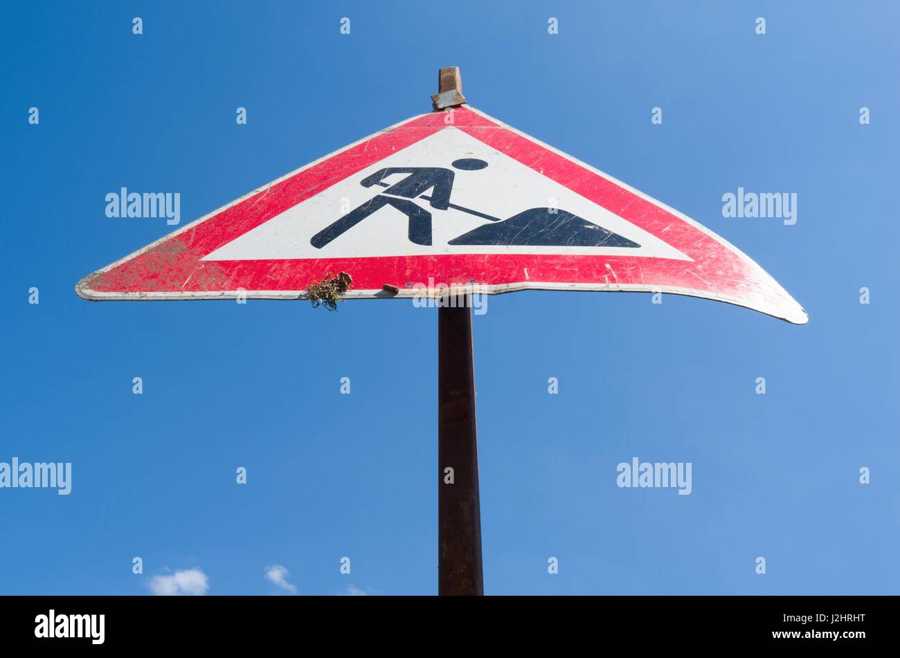 German road sign: roadworks Stock Photo - Alamy