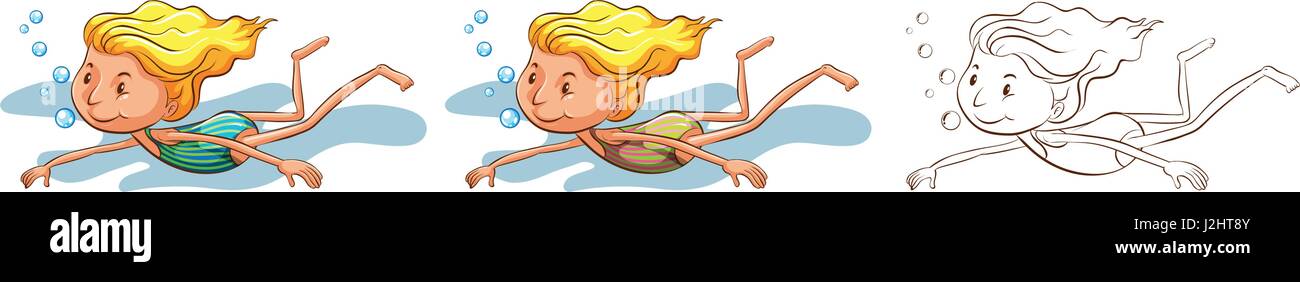 Underwater girl swimmer diver Stock Vector Images - Alamy
