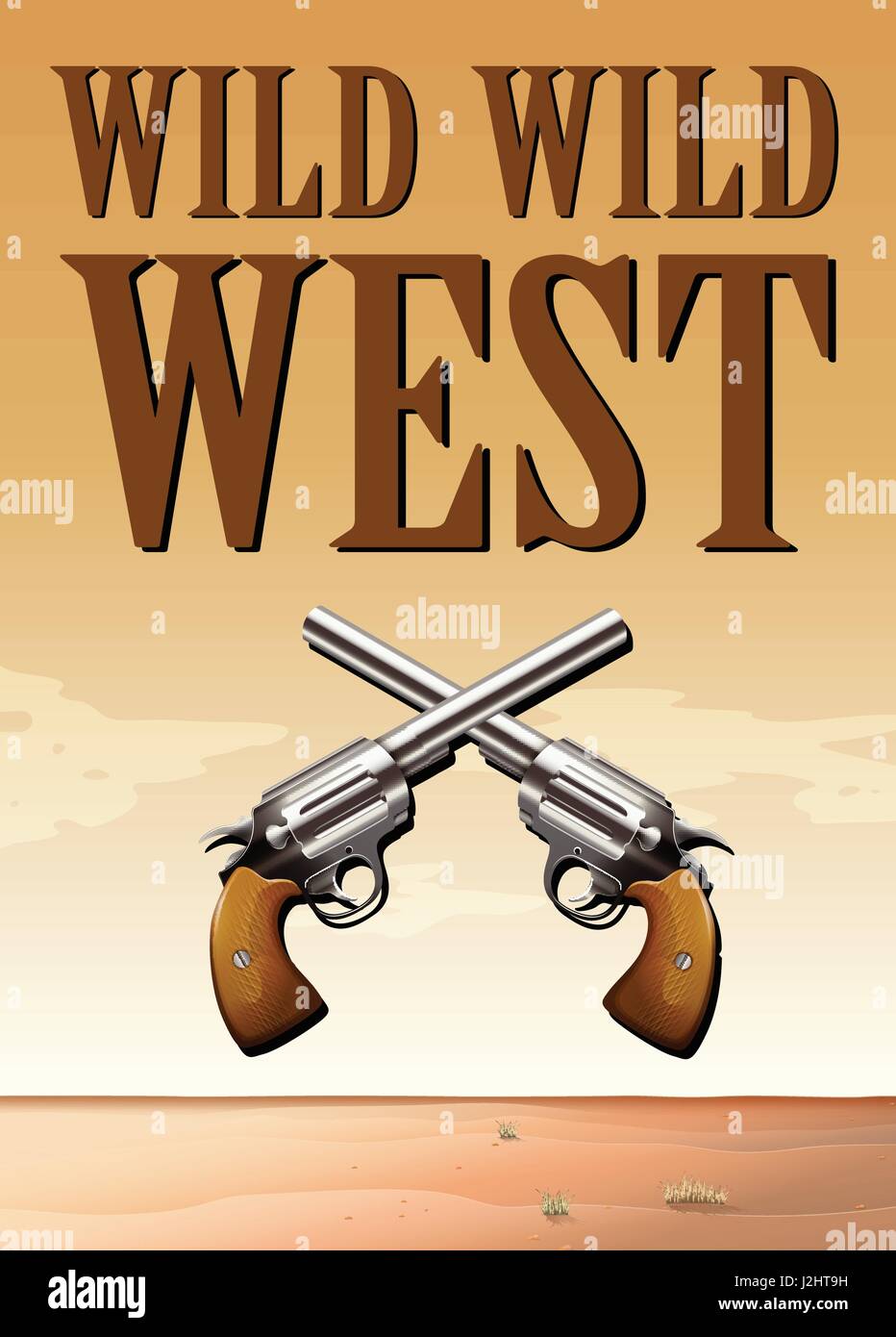Poster of wild west with two fireguns illustration Stock Vector Image ...