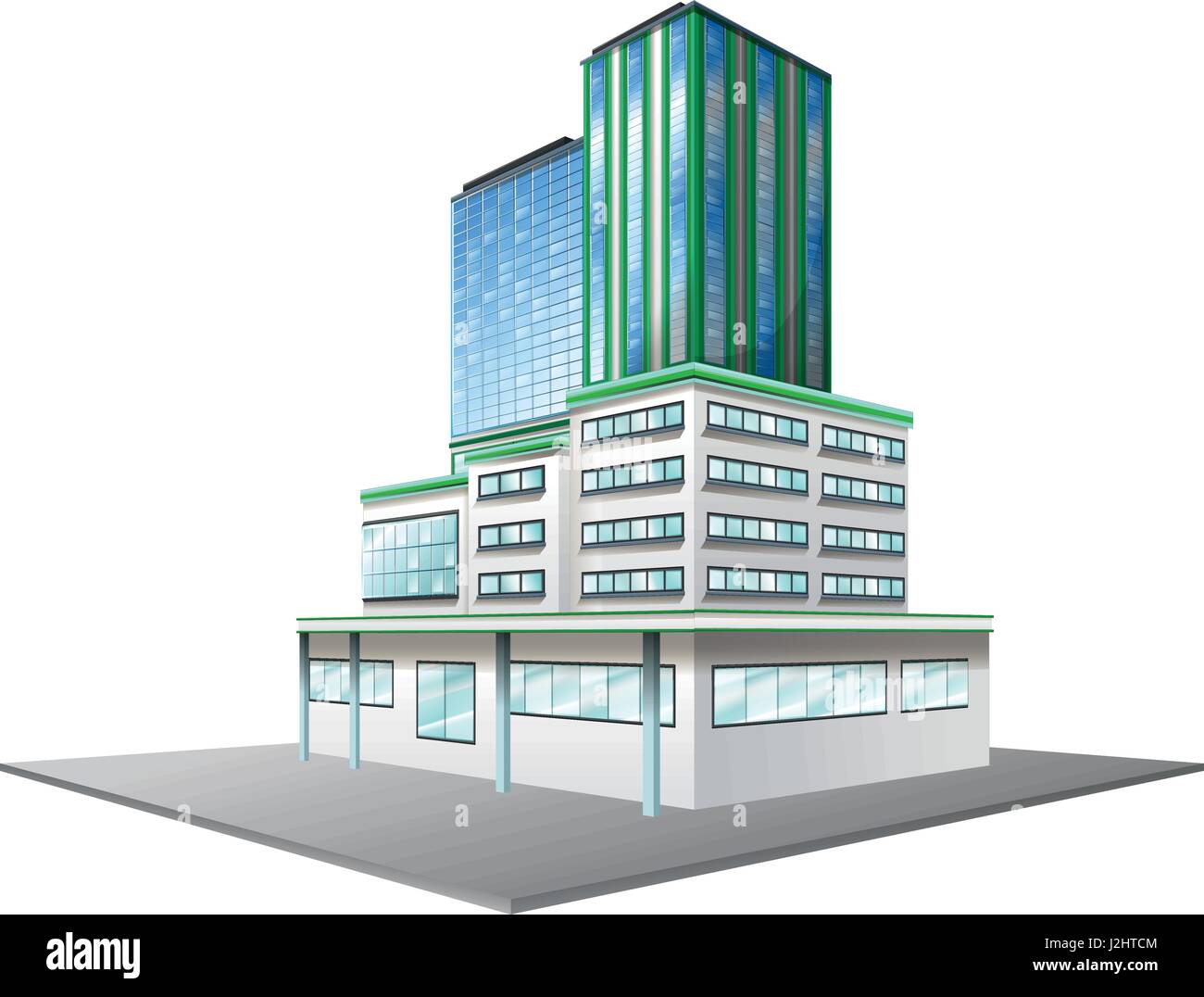 Office building with glass windows illustration Stock Vector Image ...