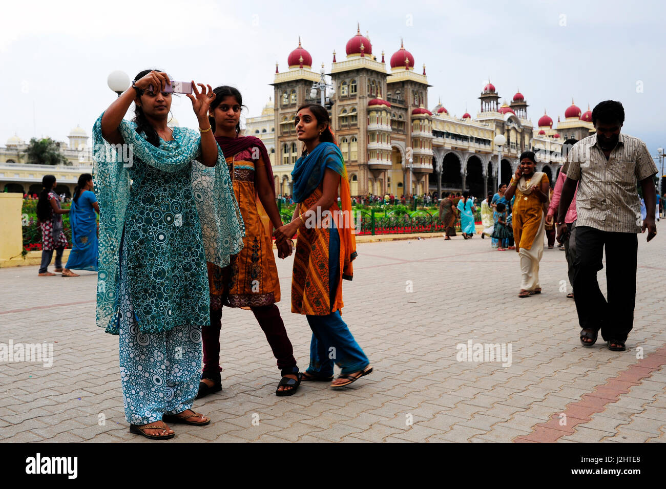 Indian people visiting Mysore Palace at Mysore town, Karnataka, India ...
