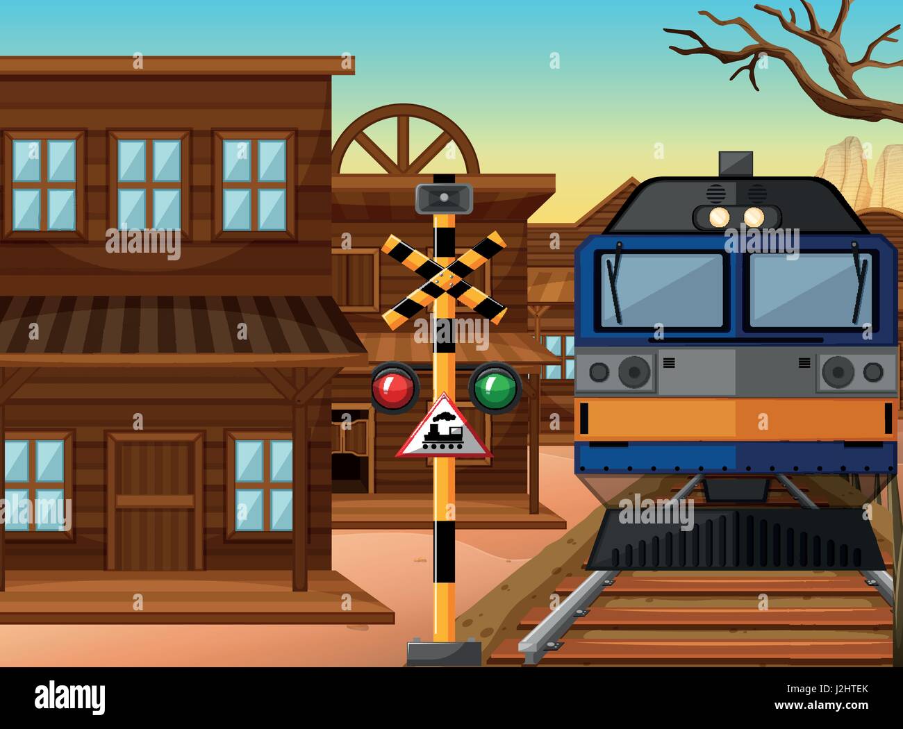 Train ride through western town illustration Stock Vector Image & Art ...