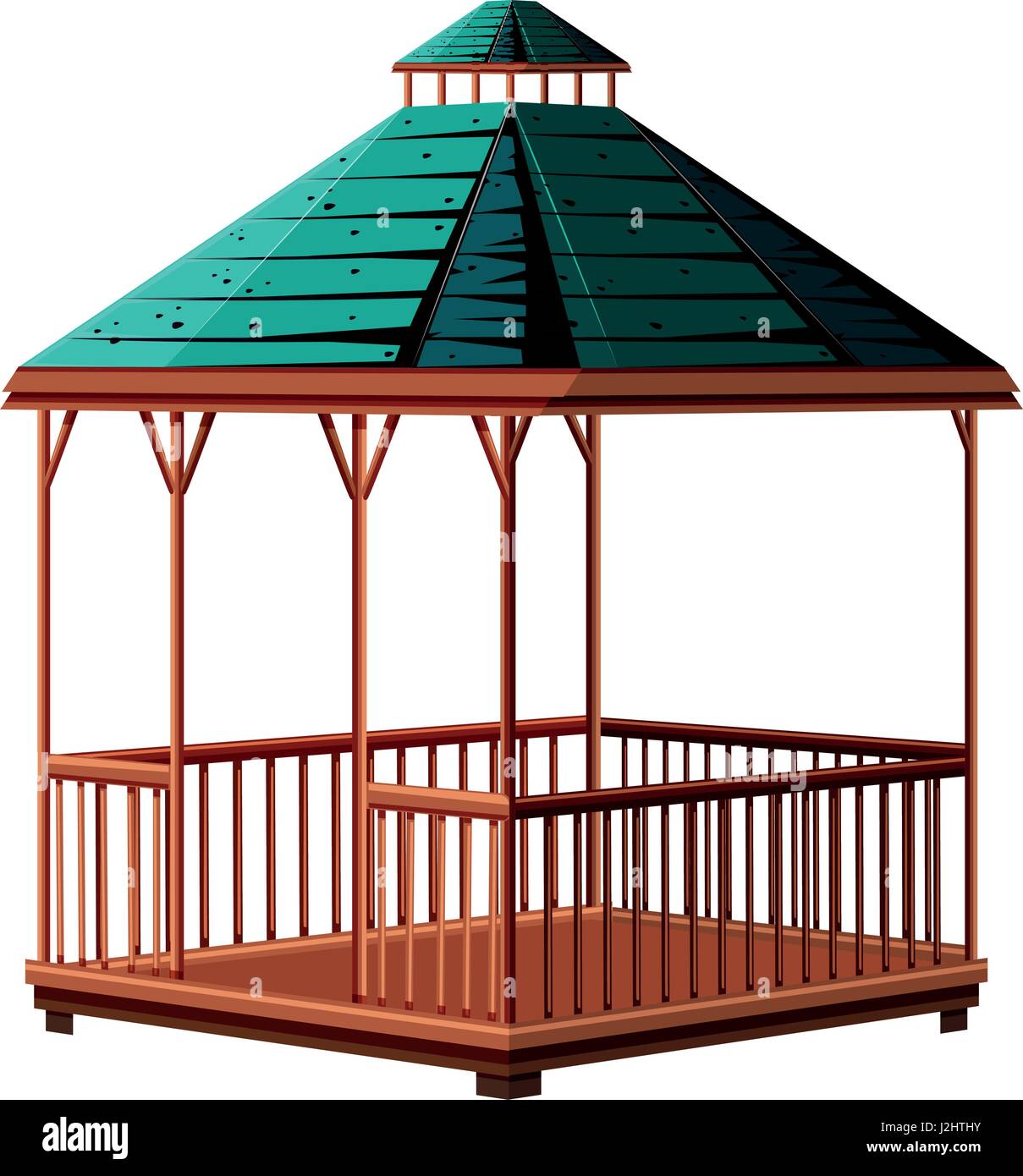 Wooden pavilion with green roof illustration Stock Vector Image & Art ...