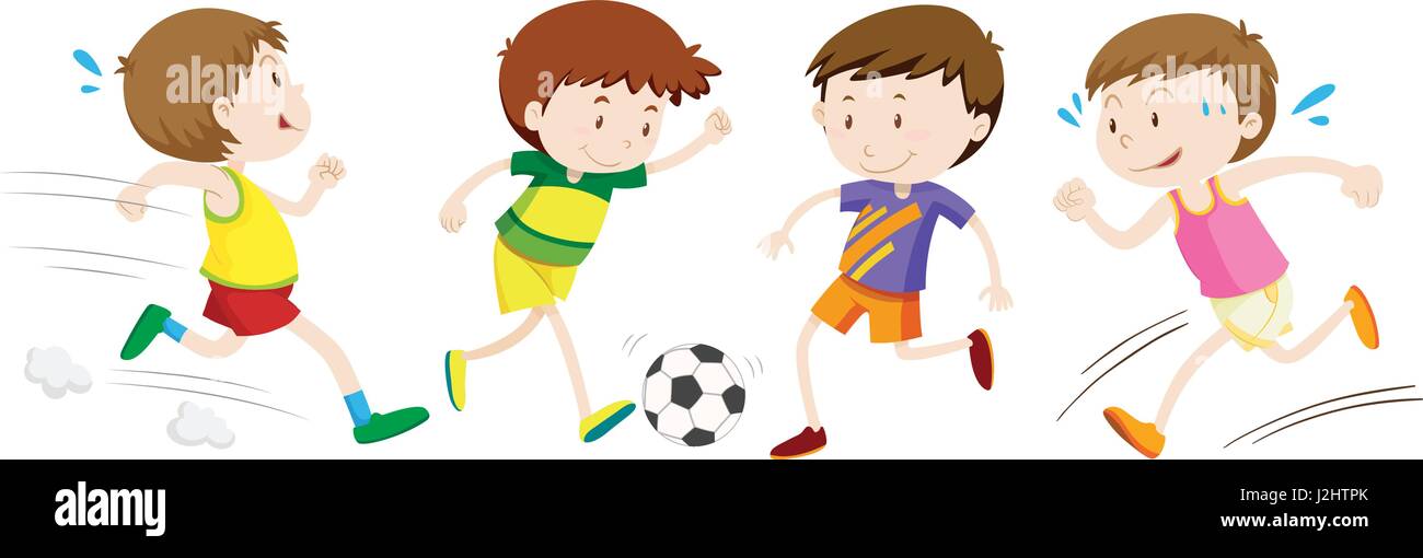 Boys playing different sport illustration Stock Vector Image & Art - Alamy
