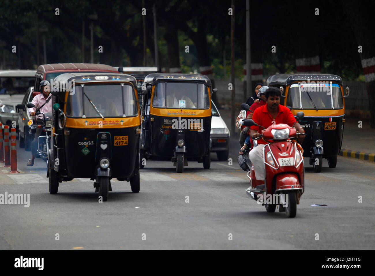 Rickshaw or Tuk Tuk are the taxis used in India, Mysore, Karnataka ...