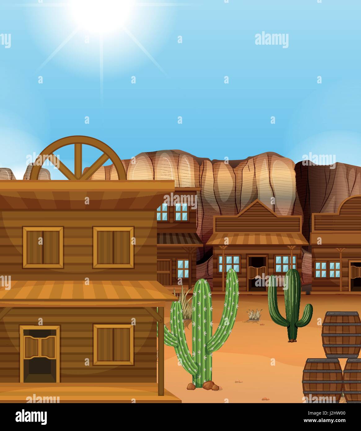 Scene with western style buildings illustration Stock Vector Image ...