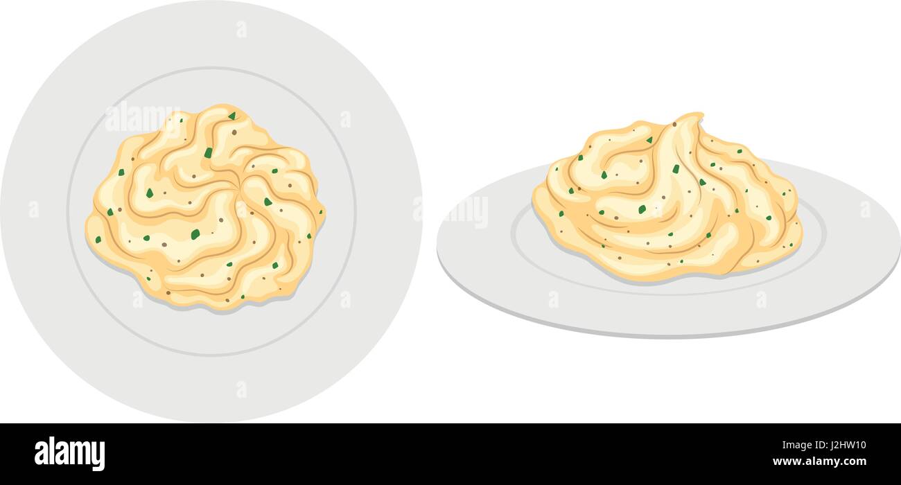 Mash potato on plates illustration Stock Vector Image & Art - Alamy