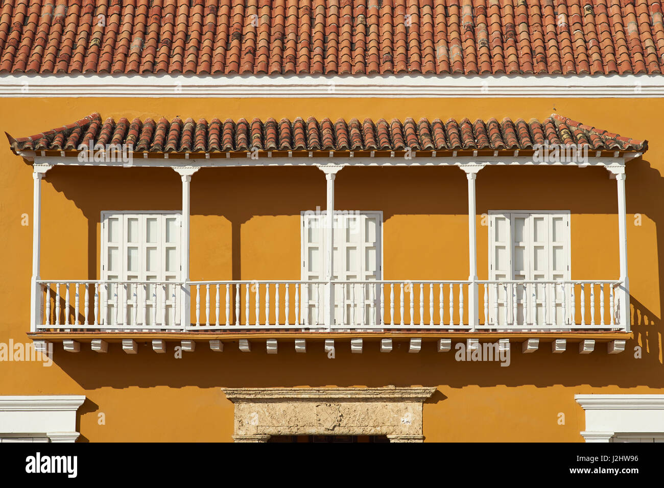 Traditional Spanish style colonial building in the historic old city of ...