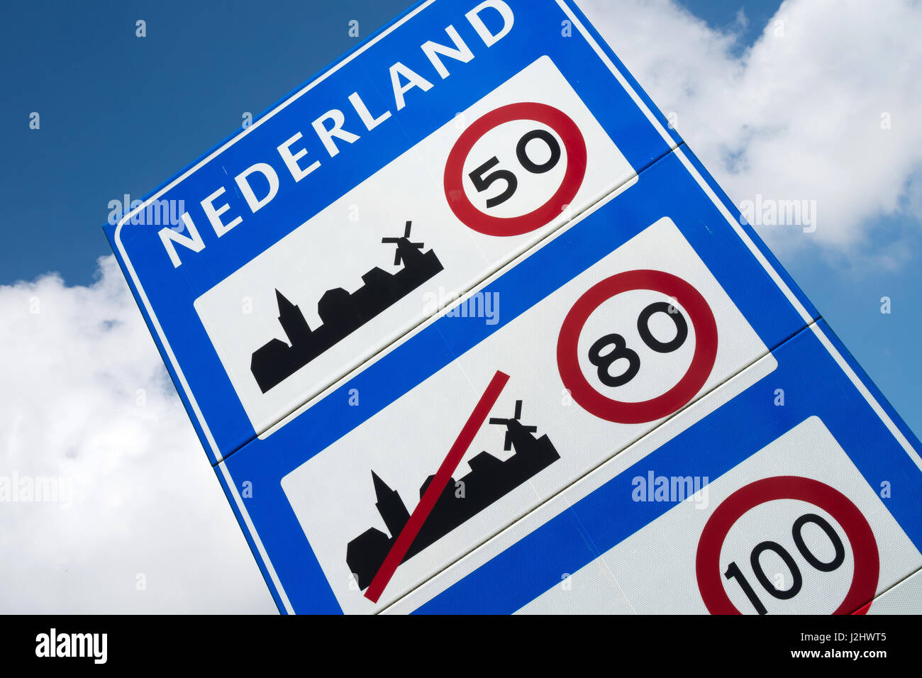 Dutch road sign: general speed limits Stock Photo - Alamy